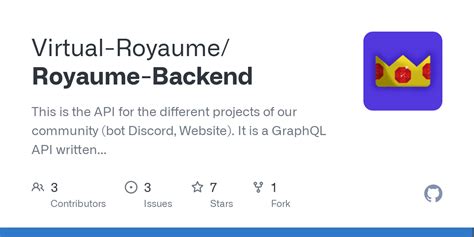 Github Virtual Royaumeroyaume Backend This Is The Api For The Different Projects Of Our
