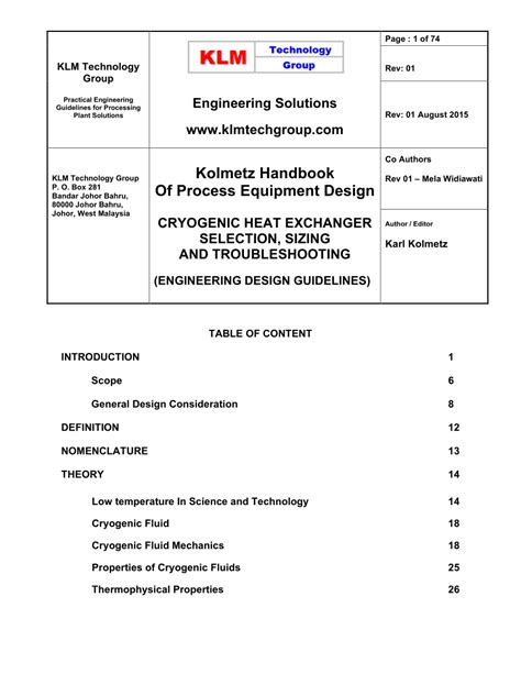 PDF CRYOGENIC HEAT EXCHANGER SELECTION SIZING AND TROUBLESHOOTING