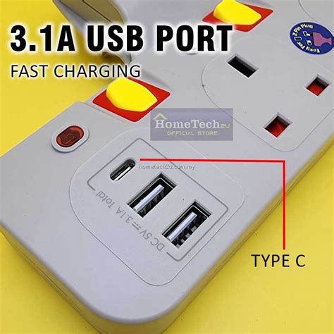 SUNSTAR Multiple T Adaptor Socket Way Way Adaport With A USB Type C Port Multiple Extension