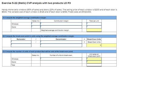 Solved Exercise Static CVP Analysis With Two Products Chegg