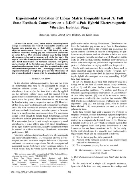 Pdf Experimental Validation Of Linear Matrix Inequality Based H2 Full