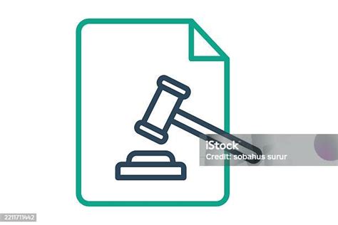 소송 아이콘입니다 선 아이콘 스타일 법과 정의와 관련된 아이콘입니다 법률 요소 벡터 일러스트 레이 션 개념에 대한 스톡 벡터