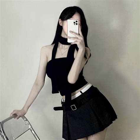 도도미발산 힙키치 로우웨이스트 플리츠 스커트 벨트포함