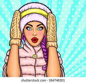 Winter Pop Art Girl Images Stock Photos D Objects Vectors Shutterstock