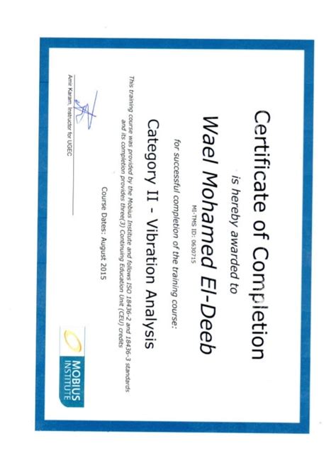 Vibration Analysis Certificate Cat Ii Mobius