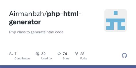 Github Airmanbzh Php Html Generator Php Class To Generate Html Code