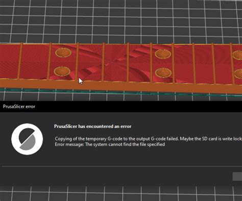 Copying Of The Temporary G Code To The Output G Code Failed PrusaSlicer Prusa D Forum