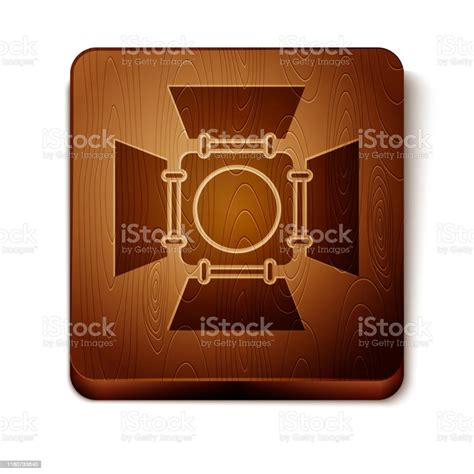 흰색 배경에 격리 된 갈색 영화 스포트라이트 아이콘입니다 라이트 효과 장면 스튜디오 쇼 나무 사각형 버튼입니다 벡터 일러스트레이션 0명에 대한 스톡 벡터 아트 및 기타