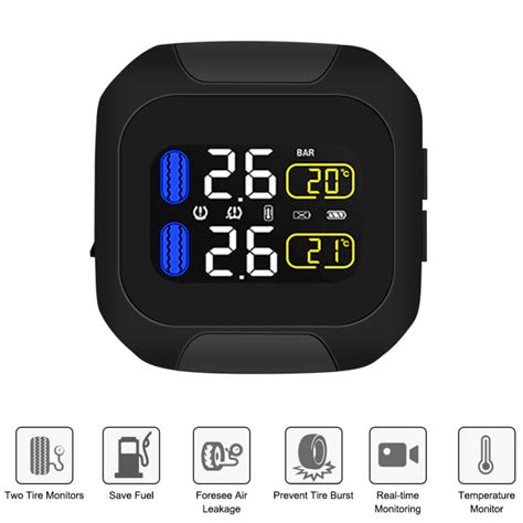 Usb Charge Motorcycle Tpms 2 Internal Th Wi Sensors Tyre Tempera Ture Alarm Lcd Display Motor