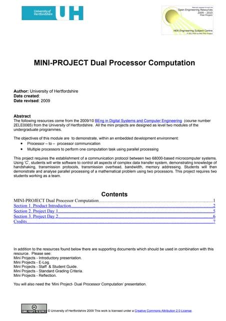 Mini Project Dual Processor Computation Doc Computer Software And Applications Computing