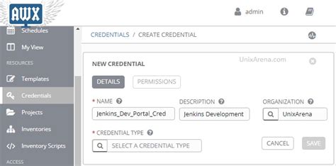 ansible tower awx store credential and custom credentials type
