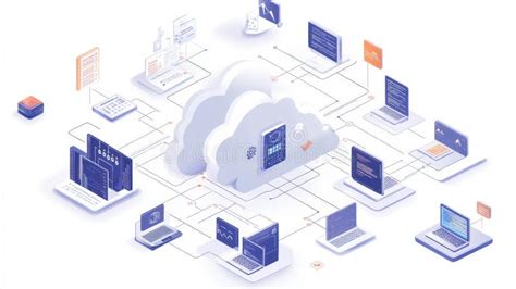 Cloud File Integration And Migration Illustration Showing Cloud Api