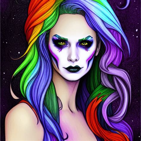 Halloween Sexy Rainbow Charlie Bowater Sketch 4k Coloring Page · Creative Fabrica