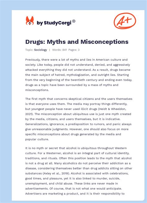 Drugs Myths And Misconceptions Free Essay Example