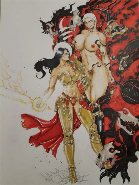 Rule 34 2girls Abs Aurion Artist Big Breasts Breasts Chaos Warhammer Female Female Only