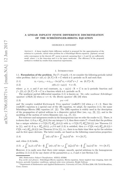 Pdf A Linear Implicit Finite Difference Discretization Of The