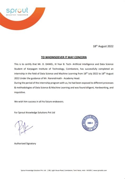 Daniel D On Linkedin Internship Machinelearning Datascience