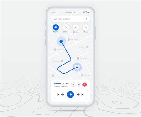 Map Gps Navigation Ux Ui Concept Smartphone Map Application And Destination Pinpoint On Screen