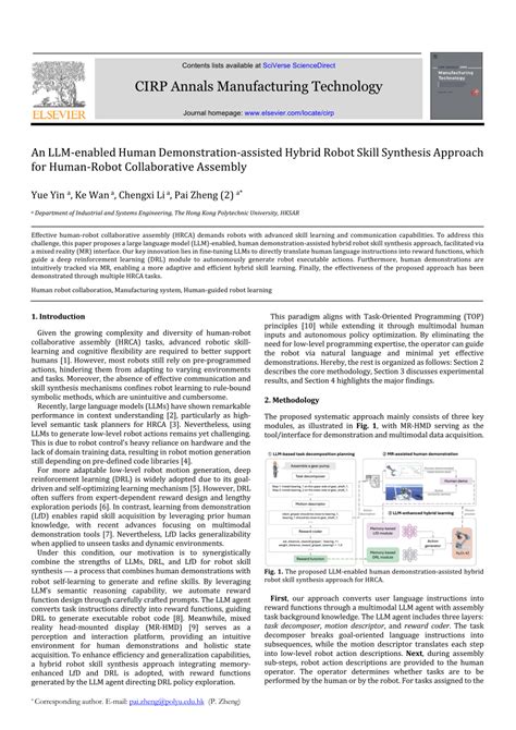Pdf An Llm Enabled Human Demonstration Assisted Hybrid Robot Skill Synthesis Approach For