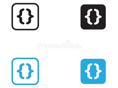 Font Brackets Icon Black And White Vector Outline Sign Stock