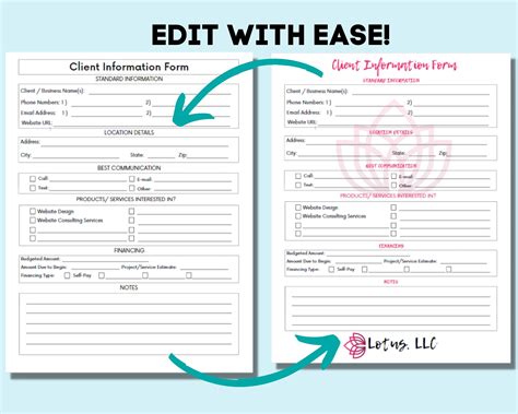 Client Sheet Client Intake Form Client Info Excel Client Contract Client Tracker Freelance