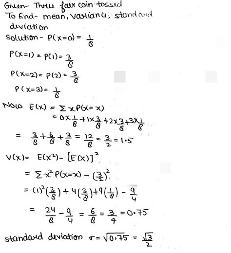 Solved Three Fair Coins Are Tossed Random Variable X Represent The