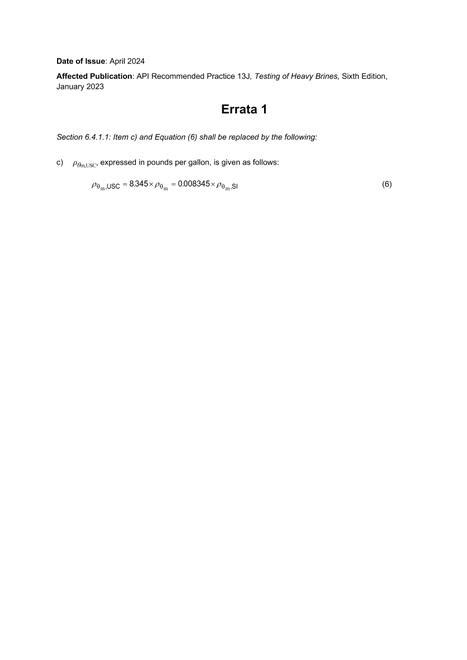 API RP J Errata API Standards Store
