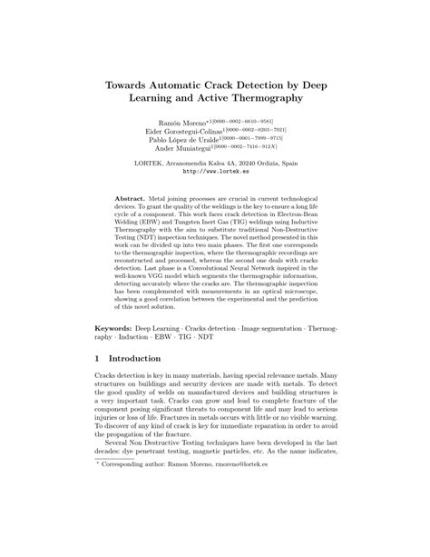 Pdf Towards Automatic Crack Detection By Deep Learning And Active Thermography
