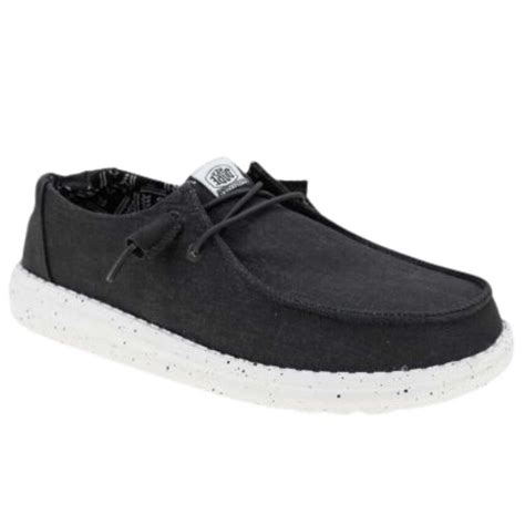 Hey Dude Wendy Stretch Canvas Black White Free Shipping