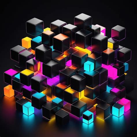 abstract 3d rendering of colorful cubes premium ai generated image