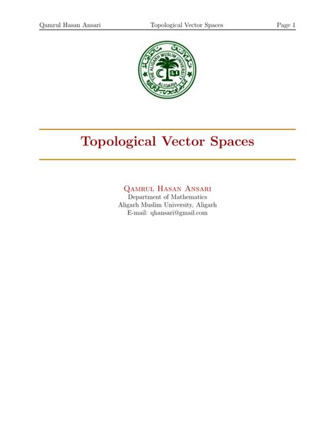 Ansari Topological Vector Spaces Notes