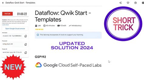Dataflow Qwik Start Templates 2024 Gsp192 Qwiklabs Qwiklabsarcade2024 Youtube