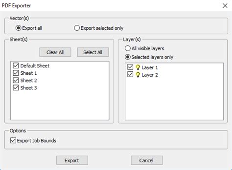 PDF Export Vectric Documentation