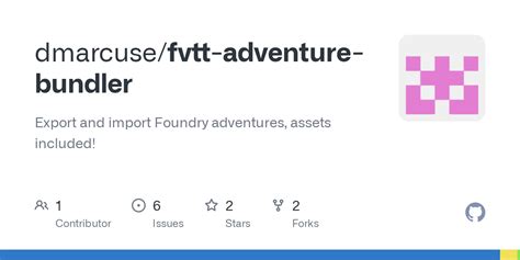 GitHub Dmarcuse Fvtt Adventure Bundler Export And Import Foundry Adventures Assets Included