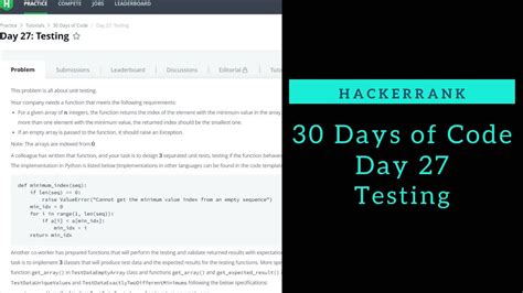 Testing Hackerrank Unit Testing Day 27 Python Youtube