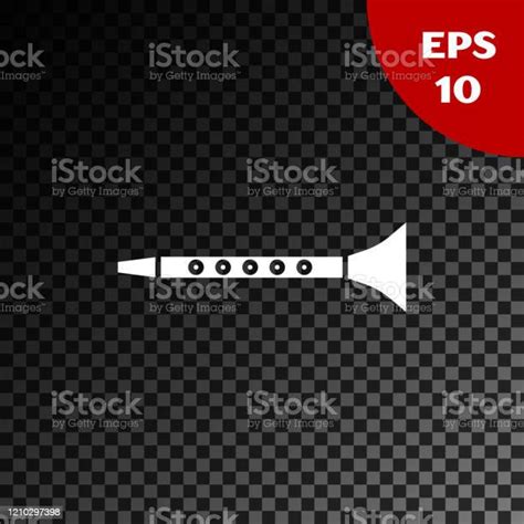 투명 한 어두운 배경에 격리 된 흰색 클라리넷 아이콘입니다 악기 벡터 일러스트레이션 Classical Concert에 대한 스톡 벡터 아트 및 기타 이미지