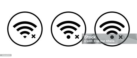 Disconnect Wifi Icon Set On Circle Line Lost Wireless Connection Symbol Vector Stock