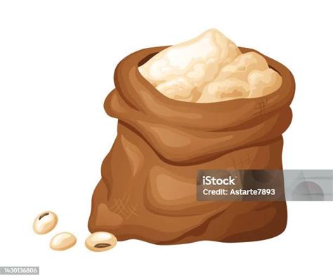 씨앗이있는 나무 그릇에 콩 가루 건강한 글루텐 프리 식품 유기농 제품에 파우데 흰색 배경에 고립된 벡터 일러스트 레이 션 건강한 생활방식에 대한 스톡 벡터 아트 및 기타