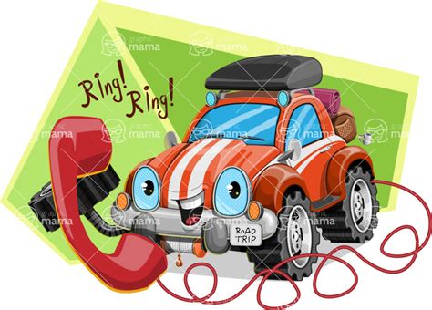 Cute Car Cartoon Character Set Shape GraphicMama