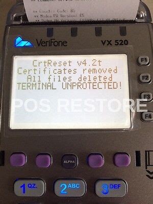 REPAIR YOUR VeriFone Vx520 UNLOCK CERTIFICATE CLEAR TAMPER RESET PASSWORD EBay