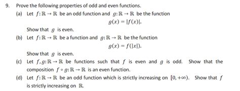 Solved 9 Prove The Following Properties Of Odd And Even