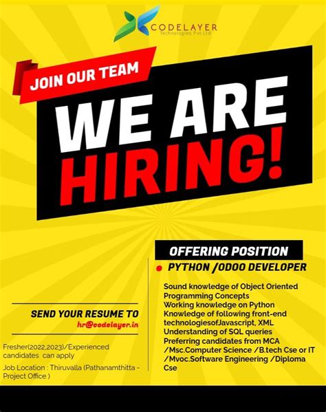 Athira Babu On Linkedin Hiringnow Python Odoo Developer Kerala Fresher Experienced