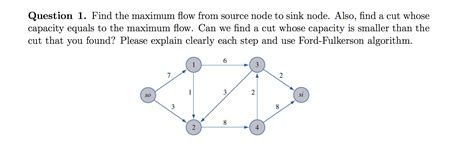 Solved Question 1 Find The Maximum Flow From Source Node To