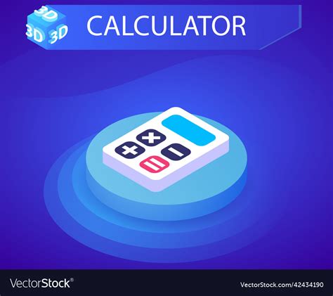 Calculator Isometric Design Icon Web 3d Colorful Vector Image
