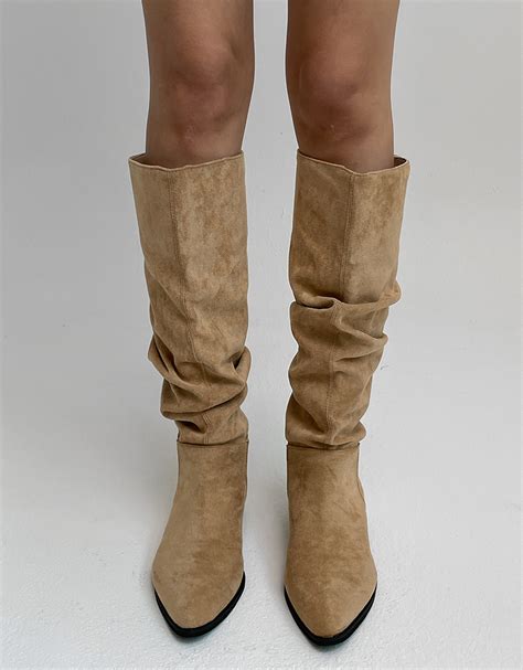 비펠 링클 스틸레토 스웨이드 롱부츠