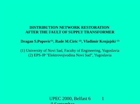 Pdf Distribution Network Restoration After The Fault Of Supply