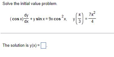 Solved Solve The Initial Value Problem Chegg