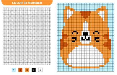 빨간 고양이 스퀴시멜로 숫자로 색칠하기 픽셀 색칠 공부 번호가 매겨진 사각형 아이들을 위한 게임 고양이 새끼에 대한 스톡 벡터 아트 및 기타 이미지 Istock