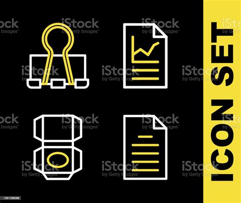 그래프 차트 파일 문서 판지 골판지 상자 및 바인더 클립 아이콘으로 선 문서를 설정합니다 벡터 건강 검진에 대한 스톡 벡터 아트 및 기타 이미지 Istock