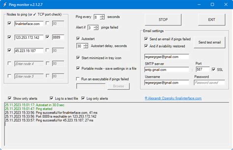Ping Monitor Final Interface